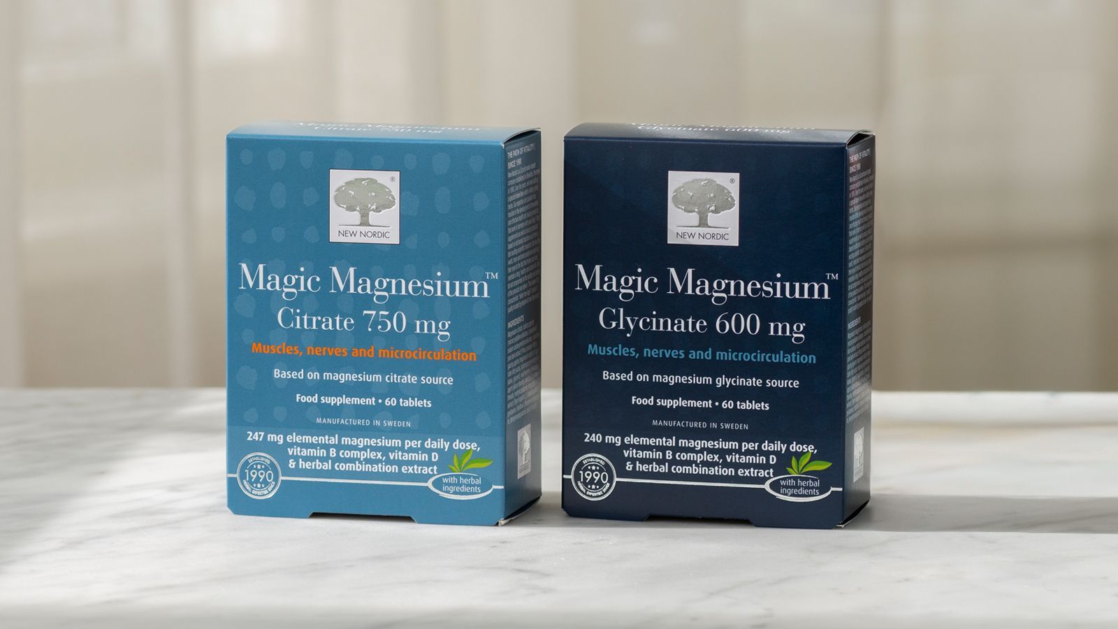 Magnesium Glycinate Tablets 600mg | Mag Glycinate with Vitamin B & D | New Nordic