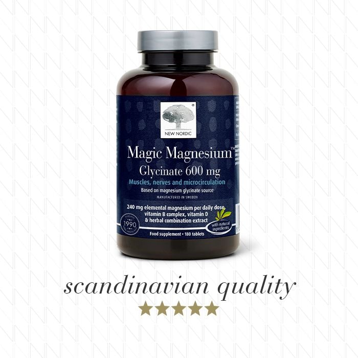 Magnesium Glycinate Tablets 600mg | Mag Glycinate with Vitamin B & D | New Nordic
